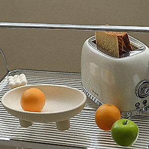 WENSHUO Three-Legs Ceramic Fruit Bowl for Kitchen Counter, Decorative Bowl for Table Décor, 10-inch Oval Large Bowls for Breads, Matte Crème