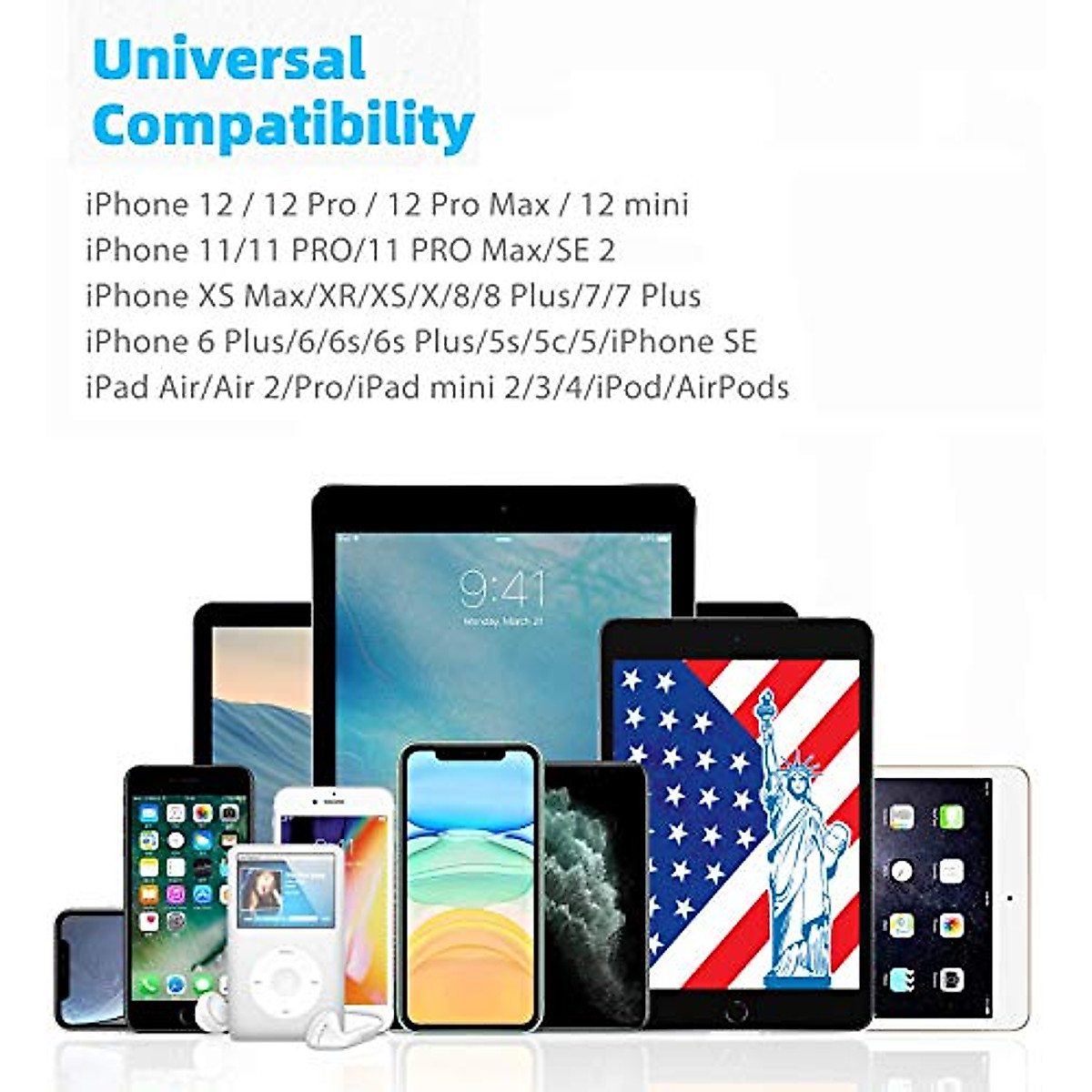 Wahbite 3 in 1 Nylon Braided Aux Cord Adapter Combined Sets for iPhone 12 11 Xs Max XR X 8 7 6 5 to Car/Home Stereo/Speaker/Headphone, Lightning to 3.5mm Audio Jack Adapter + 3.5mm Auxiliary Cable