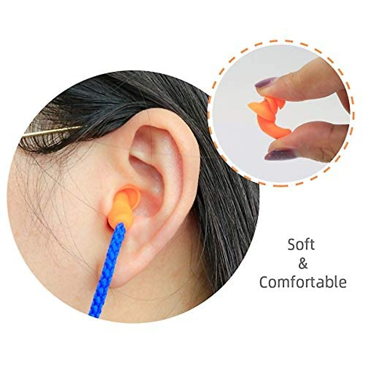Quality Reusable Earplugs 100 Pair - 25dB Corded Silicone Ear Plugs for Shooting Noise Reduction Construction Work - Motorcycle Ear Plugs with String Hunting Ear Protection Range Hearing Protection