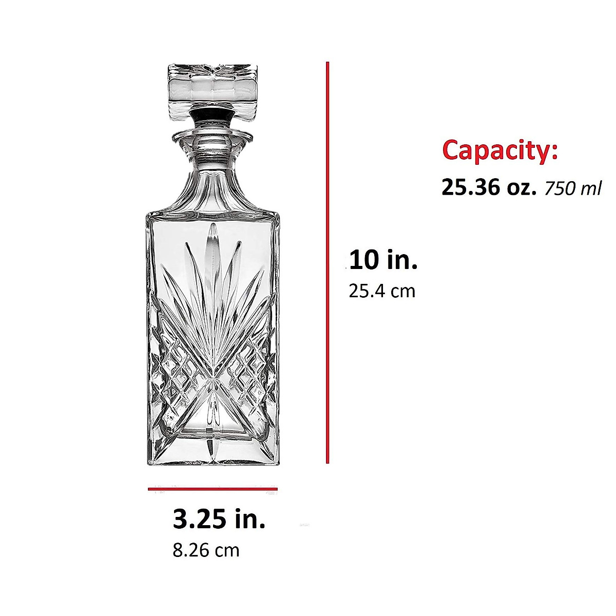 James Scott Crystal Decanter for Whiskey, Liquor and Bourbon - 25 Oz. | Irish Cut design | Gift Box