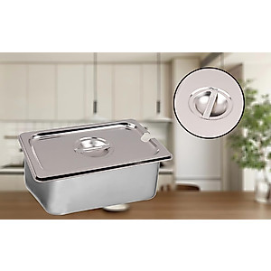 MY MIRONEY 2PCS 1/4 Size Steam Table Pan Cover Stainless Steel Solid Pan Lid with Handle Notched Buffet Pan Lids Catering Food Pan Cover Hardware (10.43" x 6.5")