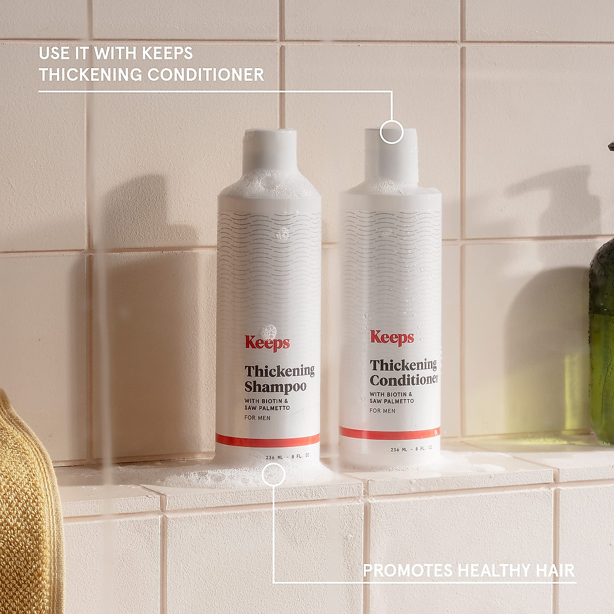 Keeps Hair Regrowth Treatment Mens Shampoo for Fuller, Thicker Looking Hair, 8 oz - Thinning and Hair Growth Shampoo for Men - DHT Blocker - Infused with Biotin, Caffeine, & Saw Palmetto