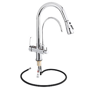 Aqur2020 G1/2 Modern 3 in 1 Filter Purifier Kitchen Faucet Double Handle PullOut Sink Hot Cold Water Tap Touch on Kitchen Sink Faucets