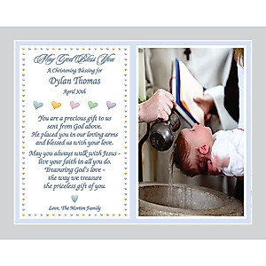 Poetry Gifts Baptism, Christening or Dedication Blessing for Baby Boy Personalized with Name and Photo, 8x10 Inch Custom Print