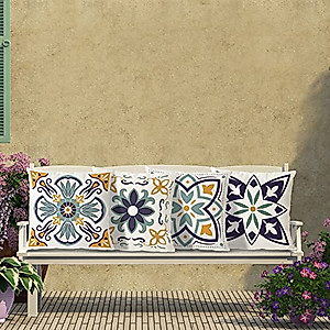 Outdoor Pillow Covers 18x18 Waterproof Outdoor Pillows for Patio Furniture Yellow and Blue Boho Outdoor Pillows Decorative Garden Cushion Couch Throw Pillows Covers Farmhouse Home Decor 