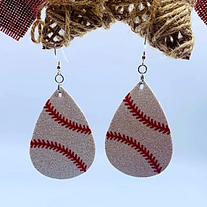 Baseball Earrings for Women - Baseball Jewelry - Baseball Mom Accessories - Baseball Stuff (Snowy White)