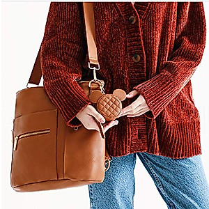 miss fong Leather Mini Diaper Bag Backpack, Small Mini Backpack Purse with Pacifier Holder Case