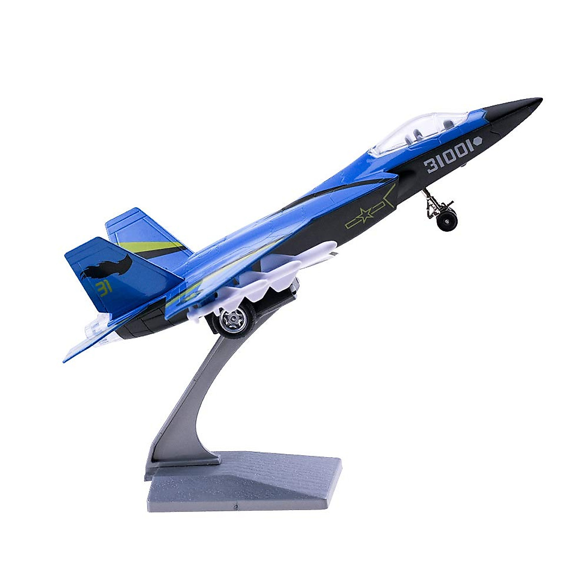 HSOMiD Alloy Planes/Airplane/Aircraft Toy with Pull Back Stealth Bombers and Fighter Planes Black (Blue)