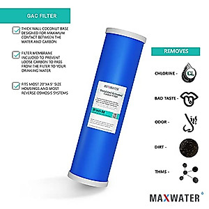 BB Water Filters - GAC 20BB Granular Activated Carbon Water filter size 20"x4.5" Fits most standard 20 inch size housings and most Whole House Big Blue systems.