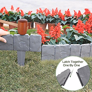 WUSIO Imitation Stone Hammer Installation Landscape Path Decorative Garden Lawn Edging Border Garden Plant Fence Outdoor Hedge Border(10PCS,Grey)