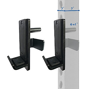 Power Rack Attachment Steel J Hooks for Power Racks fit 3x3 inches Square Tube with 1 inch Hole Power Cages Capacity of 800lb (Pair)