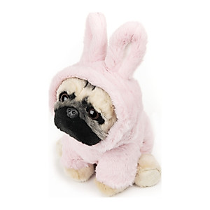GUND Doug The Pug Fuzzy Pink Bunny Hoodie Doug Plush Stuffed Animal, Pink, 9”