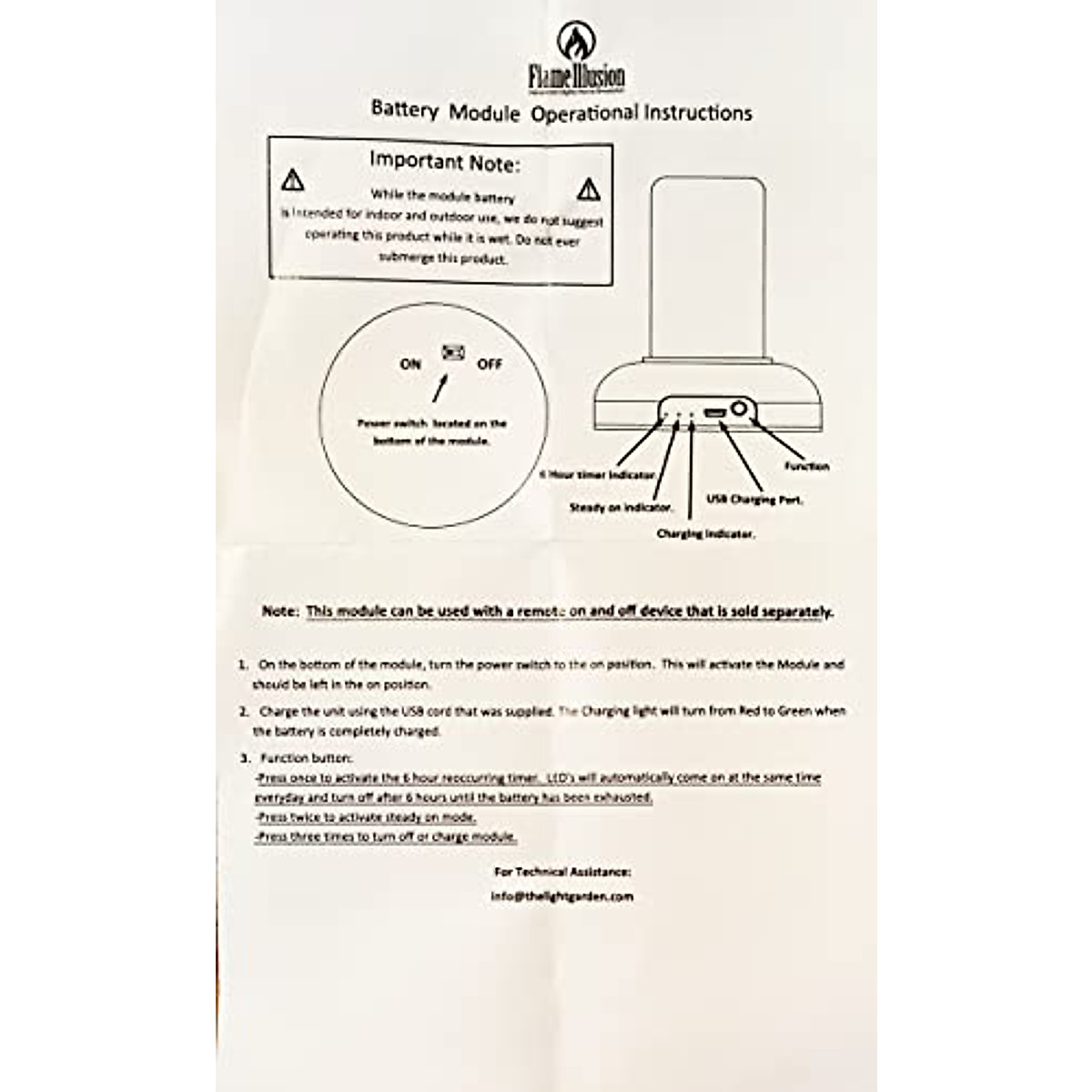 The Light Garden 2.75'' x 3.5'' FlameIllusion Mini Advanced Digital Flame Simulation Fire Module - Remote Ready, White