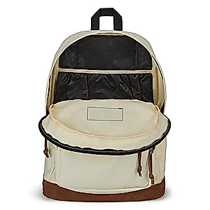 JanSport Right Pack Backpack - Travel, Work, or Laptop Bookbag with Leather Bottom, Coconut