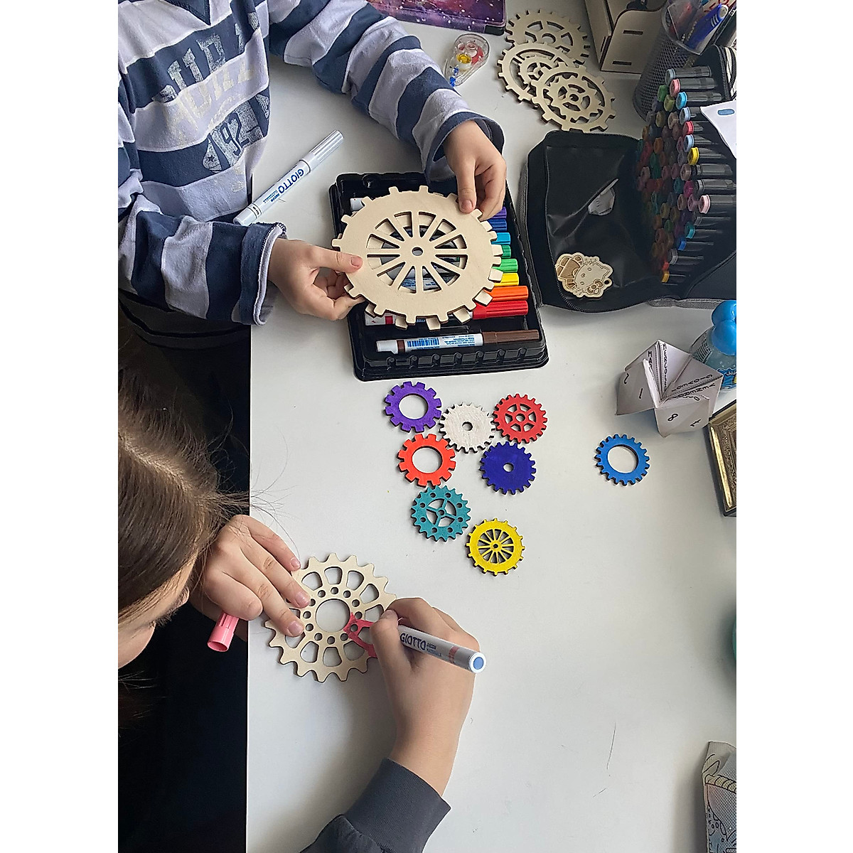 Wooden Gear Set up to 5.9" Unfinished Crafts & Decorations Steampunk Design DIY Paint the Gears Craft Supplies