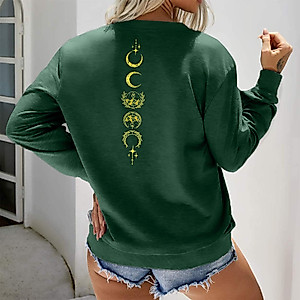 VILOVE Acotar Velaris Sweatshirt Women City Of Starlight Pullover Vintage Stars Graphic Shirt Causal Long Sleeve Hoodie Green