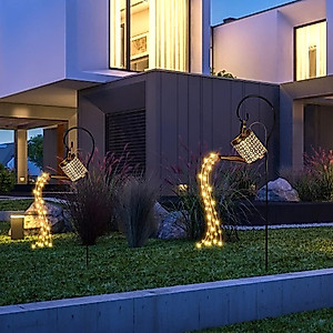Star Shower Garden Art Light Decoration - Outdoor Hollow Out Watering Can Sprinkler Fairy Lights - Waterproof Twinkle Star Lamp -Starry Copper String Lighting Yard Art Décor