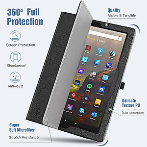 TiMOVO Case for All-New Kindle Fire HD 10 & Fire HD 10 Plus Tablet (10.1", 11th Generation, 2021 Release), Slim Folding PU Leather Stand Cover Case with Auto Wake/Sleep, Black