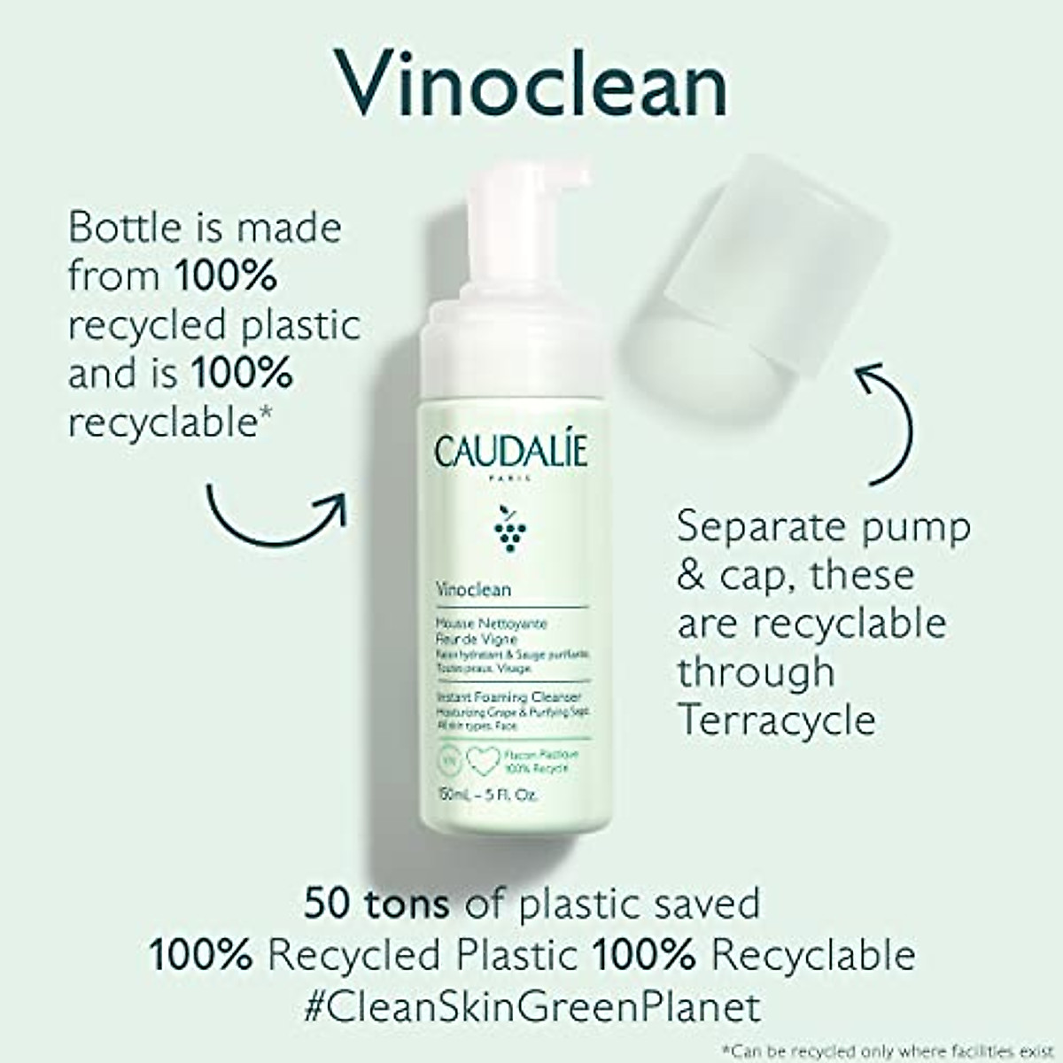 Caudalie Gentle Foam Cleanser: Daily Facial Cleanser that Cleanses, Soothes, Reduces Redness: Daily Facial Cleanser that Cleanses, Soothes, Reduces Redness, 5.7 Fl Oz