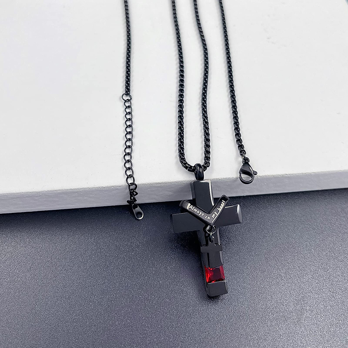 YOUFENG January Birthstones Urn Necklaces for Ashes Cross Cremation Pendant Urns for Human Ashes Memorial Keepsake Locket Jewelry