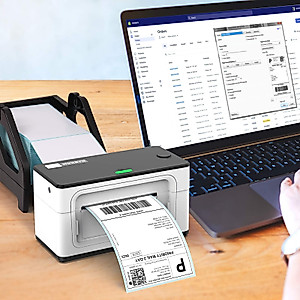 MUNBYN Label Holder for Rolls and Fan-Fold Labels, Shipping Label Roll Holder for Desktop Label Printer Shipping Supplies Industrial Labels, Black