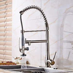 NZDY Faucet Chrome Pull Down Kitchen Faucet Hand Free Sprayer Head Bathroom Kitchen Mixer Tap with Cover Plate Spring Kitchen Sink Faucet Brushed Nickel