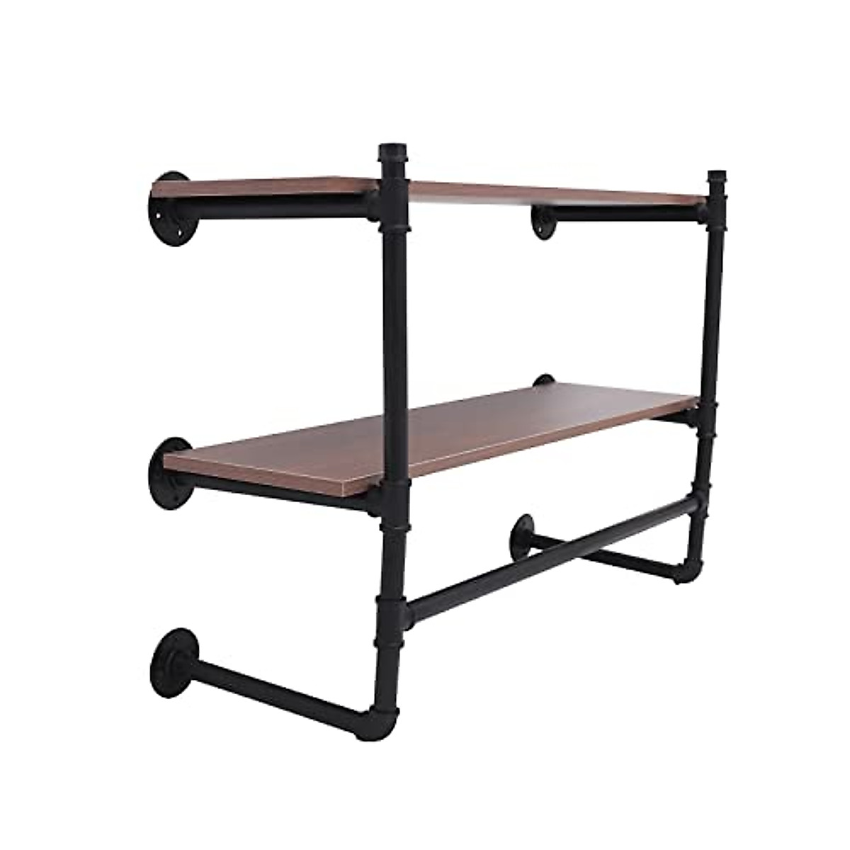 Gdrasuya10 Wall Mounted Clothes Rack with Shelf, Industrial Retail Garment Rack Display Rack Metal Cloths Rack Space-Saving Clothing Storage Rack for Commercial Home, (2-Tier,36.22 x 9.84 x 21.64 in)