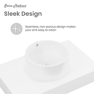 Monaco 36" Floating Bathroom Shelf with Vessel Sink in Glossy White