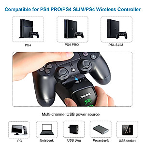 Controller Charger forPS4, Dual USB Controller Charging Station for Pstation 4/PS4/ Slim/ PS4 Pro Charging Dock Stand Station