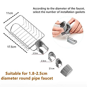 Kitchen Faucet Rack, Stainless Steel Sink Sponge Storage Drain Rack, Bathroom Hanging Shelf, for Soap Dish Brush Dishcloth