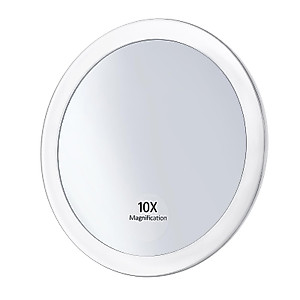 TIFULLHOME 6x6 Inch 10X Magnifying Mirror with 2 Suction Cups for Easy Mounting – Use for Makeup Application, Portable Vanity Mirror for Home Bathroom Mirror or Bathroom Medicine Cabinet