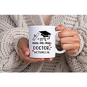 Qsavet Funny Doctor Gift Mug, It's Miss Ms Mrs Dr Actually Mug, Dr Mug, PHD Graduation Mug, Doctorate Degree Mug, Doctor Mug, Phd Mug, Novelty Coffee Mug for Coworker, Friends, Students - 11oz (dr)