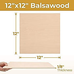 (12-Pack) 12”x12”x1/8” Basswood Sheets for Crafts - Perfect for Architectural Models Drawing Painting Wood Engraving Wood Burning Laser Scroll Sawing