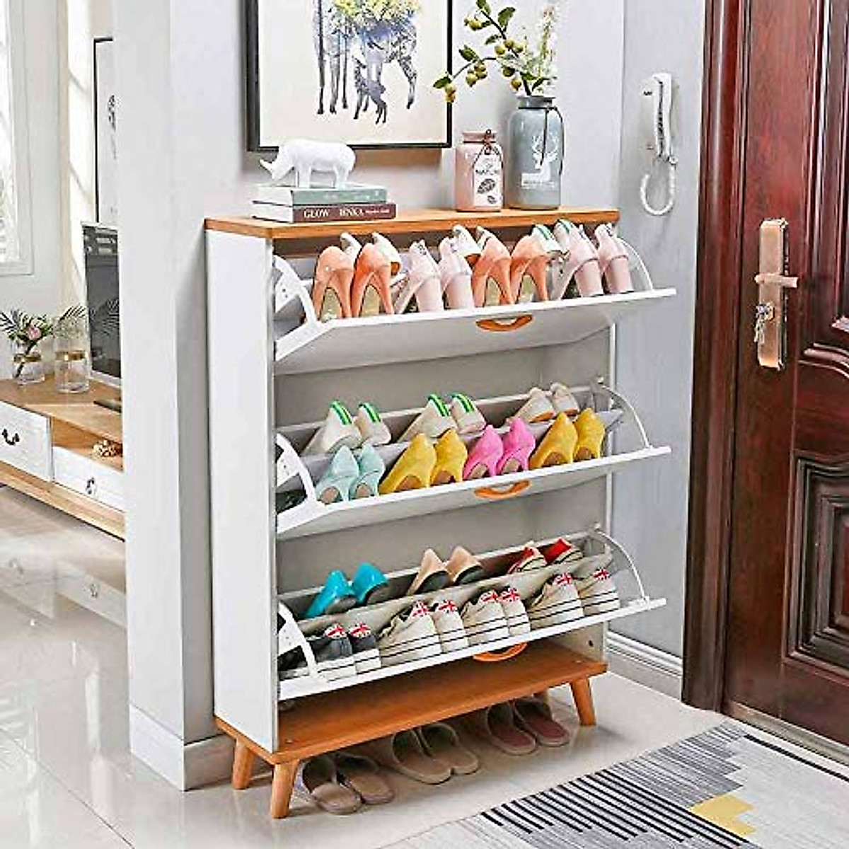 N/A Dump Shoe Cabinet -Thin 24cm Home Entrance Simple Economical Multi-Function Hall Storage Entrance Porch Shoe Cabinet