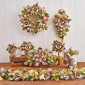 5 ft Easter Garland For Mantel - Handmade Easter Egg Swag Garland For Staircase & Wall, Outside & Inside; Easter Decorations Egg Garland; Premium Large Unlit Easter Decor Elegant 60" - By Holiday Tree