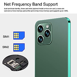 Bewinner I14pro Max Unlocked Smartphone, 6.1in 4GB RAM 64GB ROM Dual SIM 4G Network Mobile Phone, Face ID Unlocked Cellphone for Android 11 4000mah Battery (Dark Green)