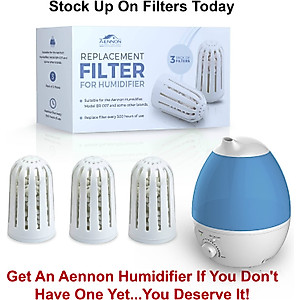 Fits Most Ultrasonic Humidifier Replacement Filters for Home, Cool Mist Demineralization Cartridges, Ceramic Filter Stone Material, 3 Pack, 6 Months Each - Aennon