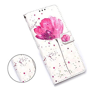 OOPKINS Huawei Y7P Case 3D Creative Pattern Design PU Leather Flip Bookstyle Card Slot Holder Wallet Magnetic Cover Stand Compatible for Huawei P40 Lite E 3D A Red Flower YB