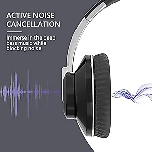 Over Ear Headphones Wireless Bluetooth Noise Cancelling Headphones with Mic, 40H Playtime, Comfortable Protein Ear Cups, HiFi Stereo Foldable Headset for Travel, Home, Office