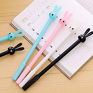 Bluelans 4Pcs Kawaii Rabbit 0.38mm Black Ink Gel Pens Stationery Office School Supplies Rollerball Pens