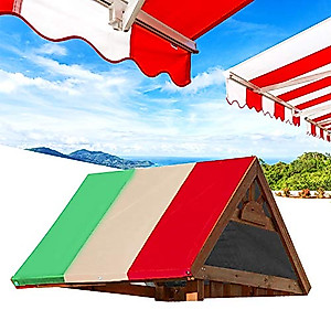 210D Oxford Cloth Swing Set Canopy Outdoor Roof Cover Waterproof Replacement for Backyard,Kids Playground and Other Outdoor Activities 52" x 89" (Green red Beige)