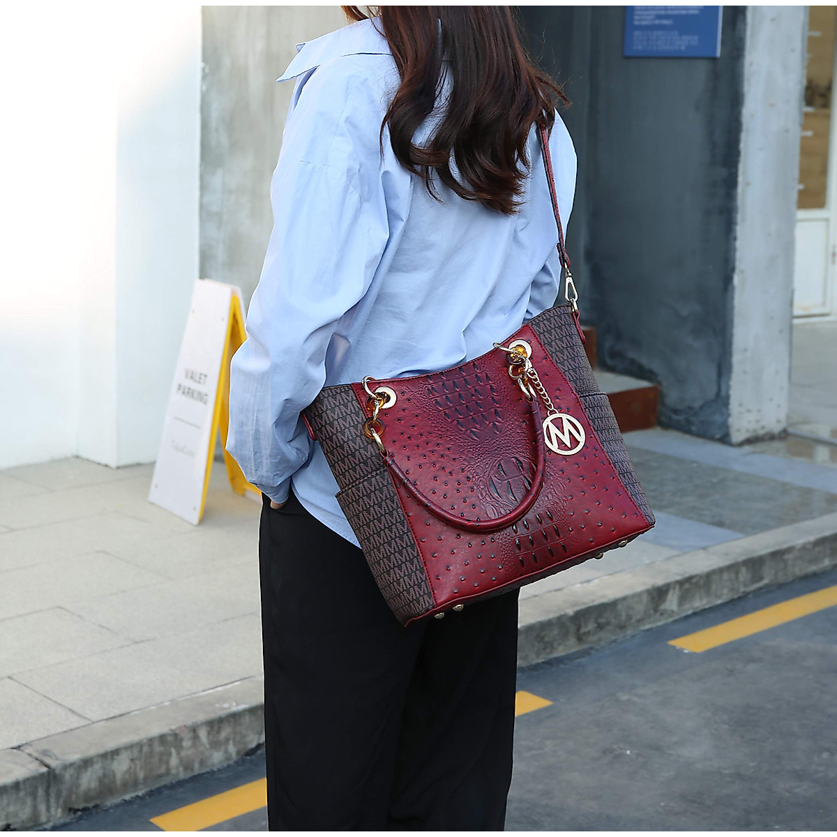 MKF Collection Shoulder Bag for Women, PU Leather Pocketbook Top-Handle Crossbody Purse Tote Satchel Handbag by Mia K