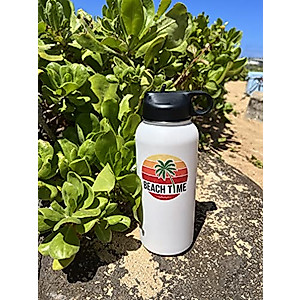 Lifecraft Beach Time 18/8 Stainless Steel Vacuum Insulated Sweat Proof Water Bottle Large 32 Oz Wide Mouth with Straw Flip Lid, Handheld Sport Design Hydro Metal Jug