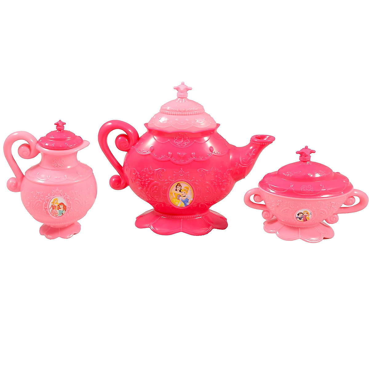 Disney Princess Playset Dinnerware Set - Plastic Princess Pretend Play Tea Time Play Set for Girls Kids Toddlers with Disney Princess Stickers and More