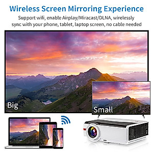 [Big Sale $200]9000LM Smart 1080P Outdoor Movie Projector, Full HD WiFi Bluetooth Projector with HiFi Speaker/Android OS, 200" Home Theater Projector Wireless Mirroring/HDMI/USB for Phone/TV Stick/DVD
