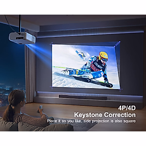 5G WiFi Bluetooth Projector 4K Support, 450 ANSI Native 1080P WIMIUS W6 Outdoor Movie Projector with 300" Display , 4P/4D Keystone, 50% Zoom, Video Projector Compatible iOS/Android/TV Stick/PS4/PPT