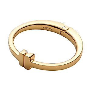 iHELIA Purse Hook Hanger for Table (Modern) - Premium Bag Holder w/Ergonomic Bracelet Oval Design (Gold)