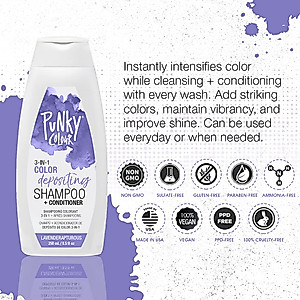 Punky Lavenderapturous 3-in-1 Color Depositing Shampoo & Conditioner with Shea Butter and Pro Vitamin B that helps Nourish and Strengthen Hair, 8.5 oz