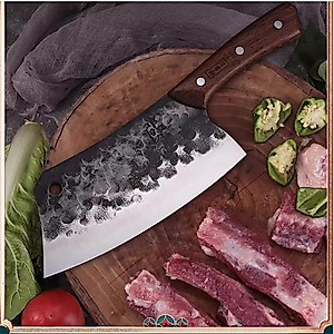 DENGJIA Chef Knife 7.2 Inch Chinese Chef's Knife and Meat Cleaver with Rosewood Handle Kitchen Knife