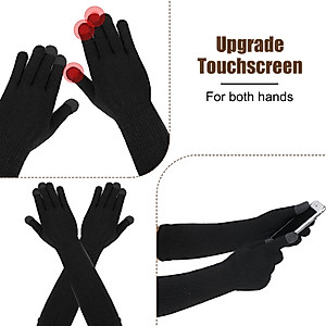 4 Pairs Knit Long Touchscreen Gloves Thermal Gloves Anti-slip Hand Warming Gloves Arm Warmers with Fingers Elastic Men Women Knit Gloves Soft Thermal Texting Gloves